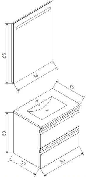 Koupelnová skříňka s umyvadlem VEDO + LED zrcadlo LED/10W/230V IP44 bílá