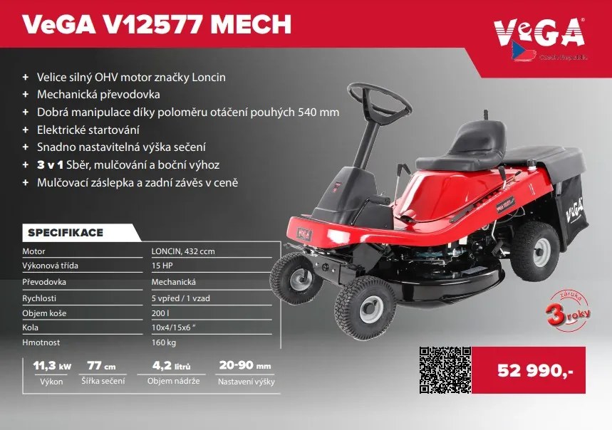 Zahradní traktor VeGA V12577 3in1 MECH