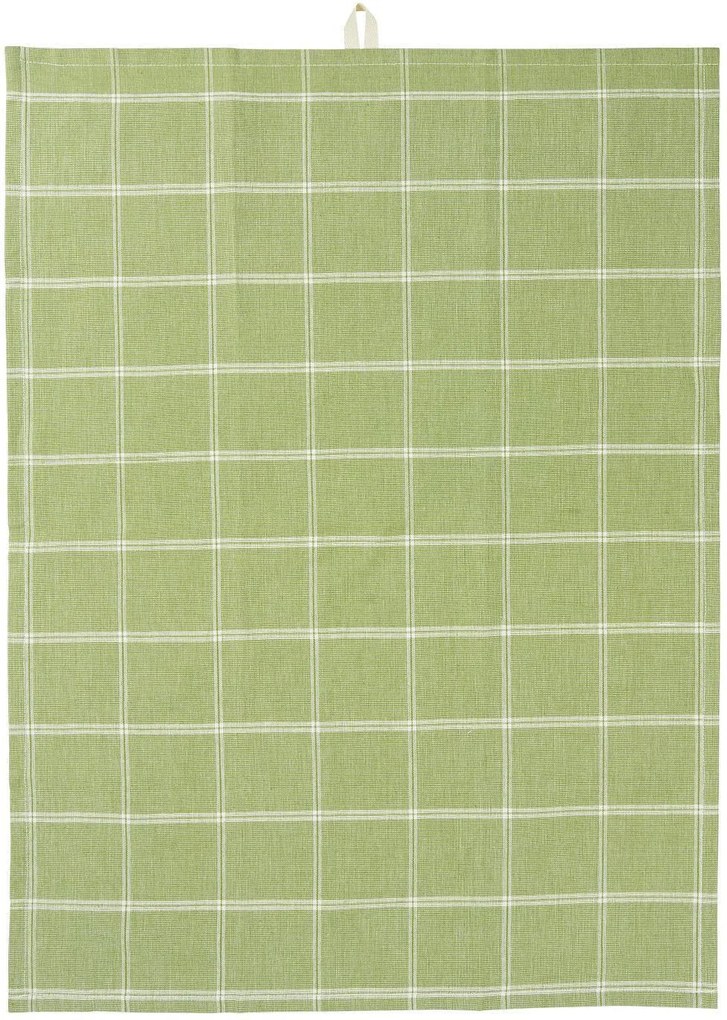 IB LAURSEN Bavlněná utěrka Green Square, zelená barva, bílá barva, textil