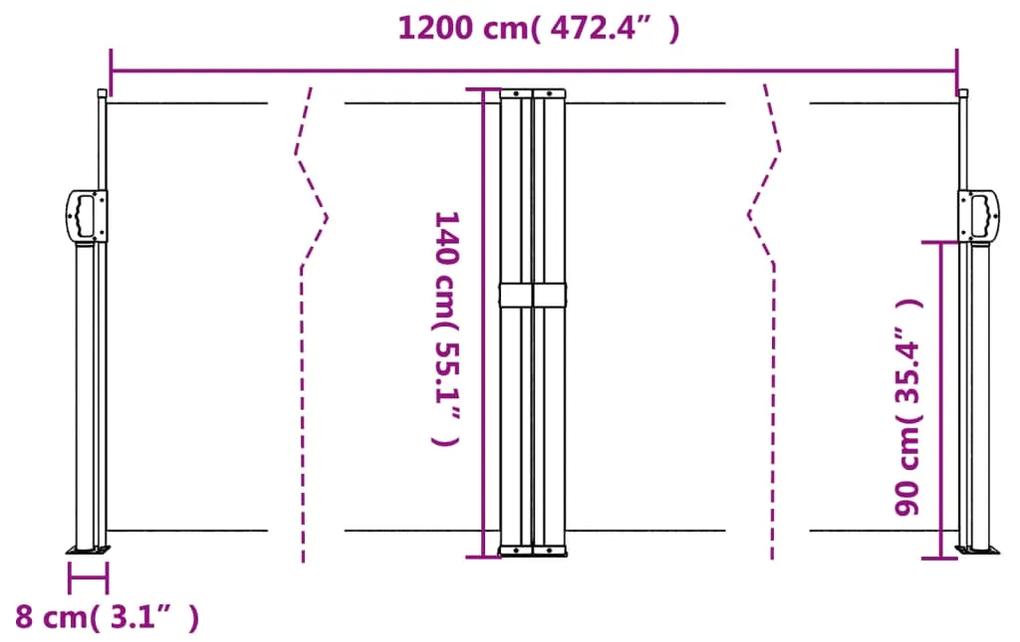 Zatahovací boční markýza antracitová 140 x 1 200 cm,  4004808