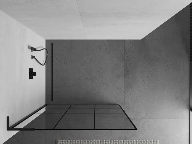 Mexen Kioto L, sprchová zástěna Walk-In 120 x 200 cm, 8mm čiré sklo černý vzor, černý profil, 800-120-103-70-77