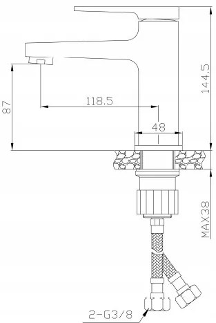 Invena Midnight, umyvadlová baterie, černá-růžové zlato, BU-35-014-V