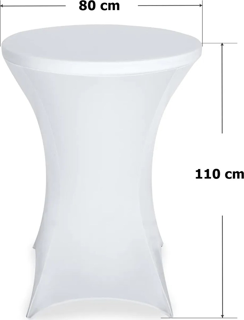 Elastický návlek na koktejlový stolek 80 cm - bílý