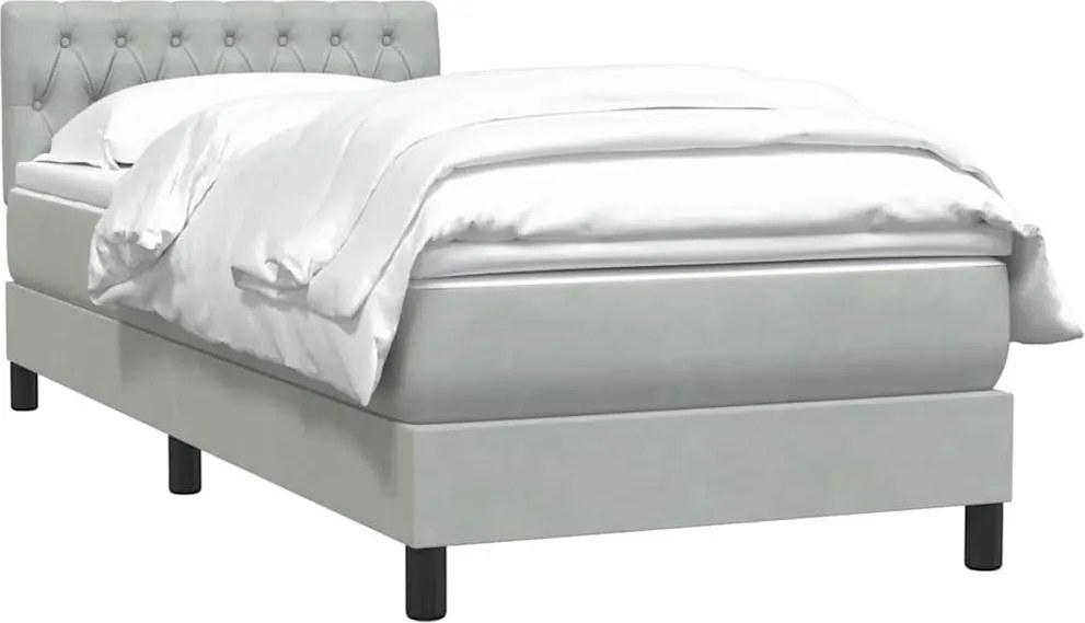 Box spring postel s matrací světle šedá 90x220 cm samet 3316527