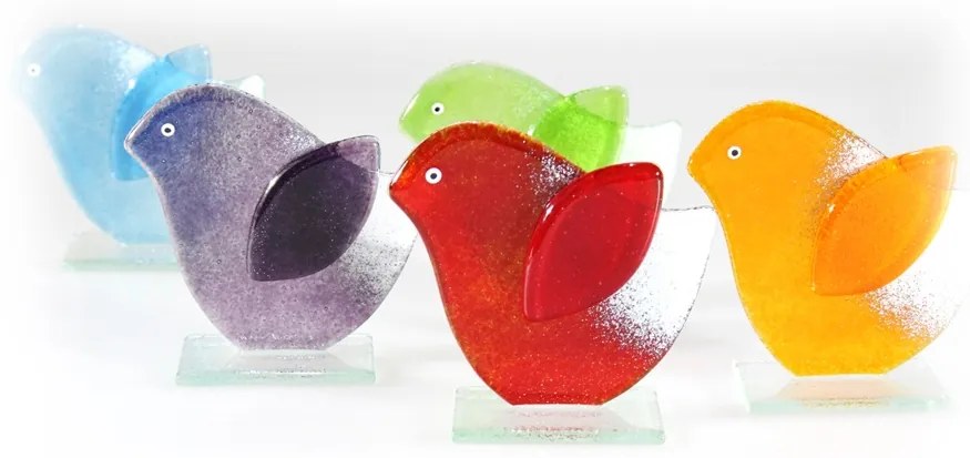 BDK-GLASS Skleněný dekorativní ptáček - fialový