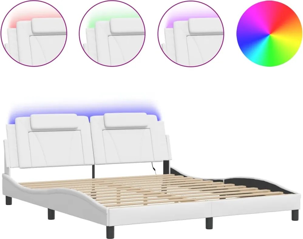 Rám postele Viana s LED bez matrace bílý 180 x 200 cm 3214037
