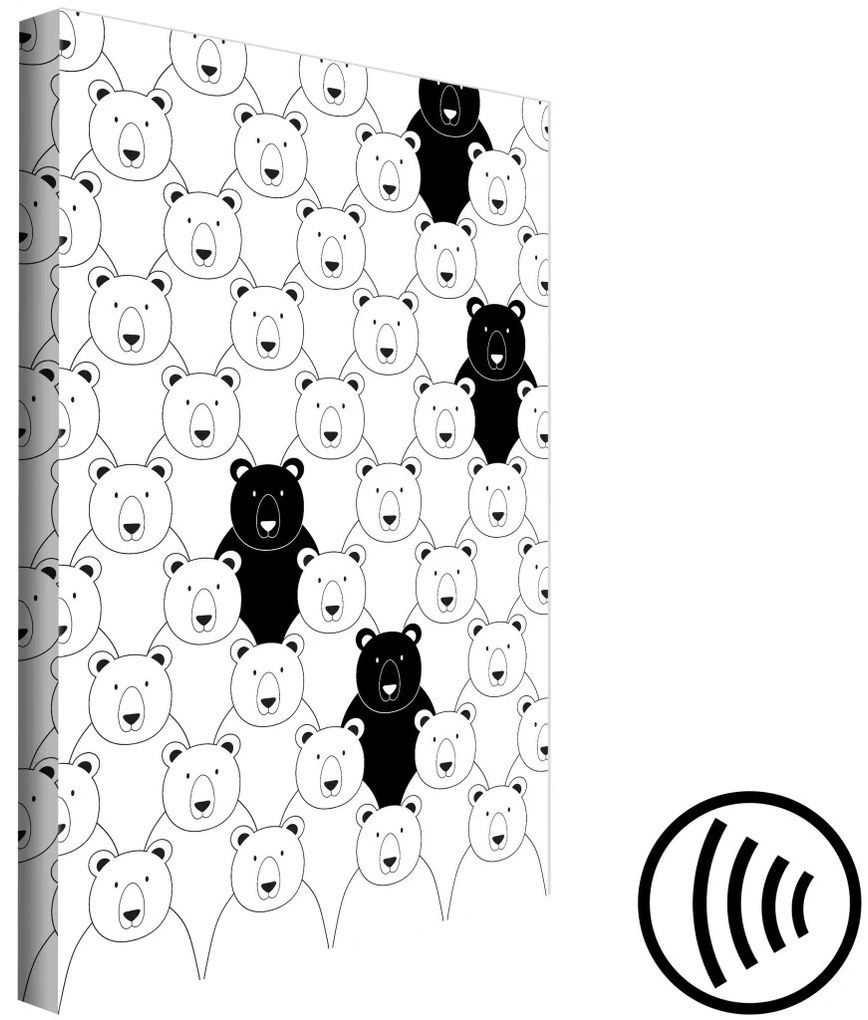 Obraz Pohádkoví medvídci (1-dílný) - Zvířecí svět v černé a bílé