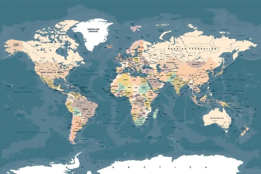 Tapeta vintage mapa světa - 375x250 cm