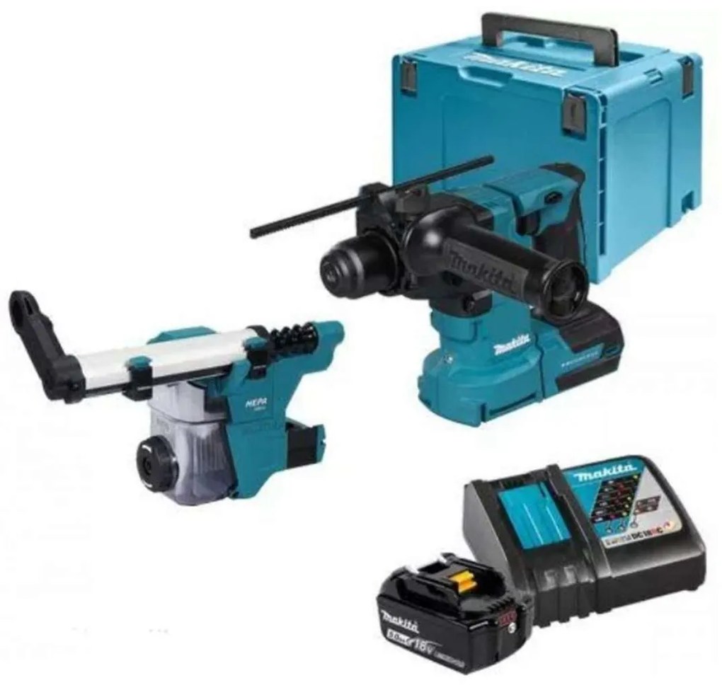Makita - 18V AKU vrtací kladivo, 2x aku Li-ion LXT 5,0 Ah, nabíječka DHR183RTWJ