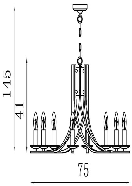 Searchlight 4168-8SB - Lustr na řetězu ASCONA 8xE14/60W/230V