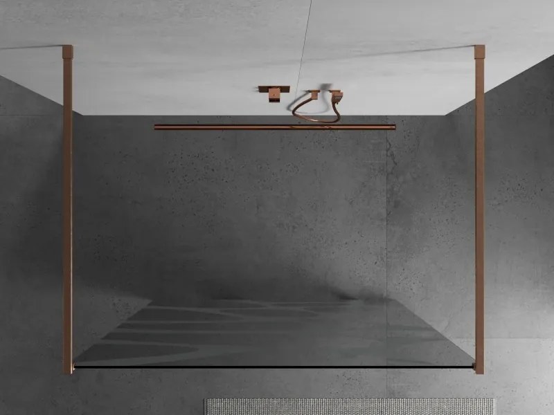 Mexen Kioto, sprchová zástěna Walk-In 110 x 200 cm, 8mm čiré sklo bílý vzor, ​​měděný matný profil, 800-110-002-65-97