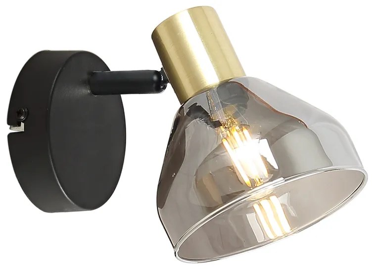 Černo-zlaté nástěnné svítidlo Gregory pro žárovku 1x E14
