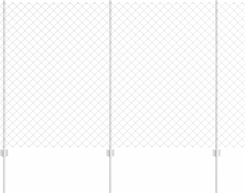 Plot s řetězovým odkazem a sloupkem 10 x 1,5 m Pozinkovaná ocel 3336299
