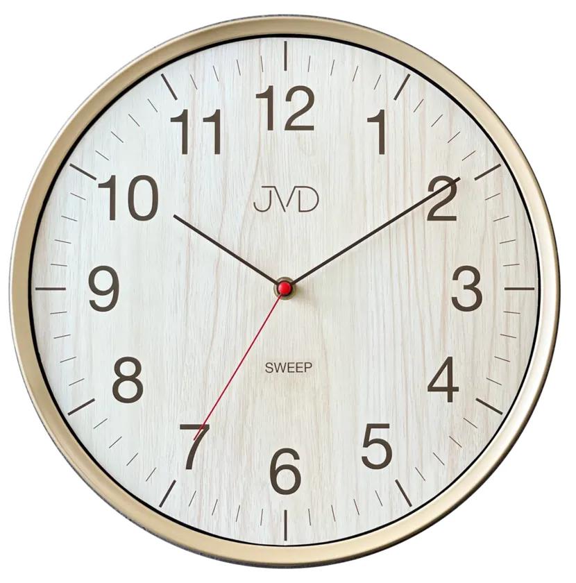 JVD Netikajcí analogové tiché nástěnné hodiny v imitaci dřeva JVD HA17.2