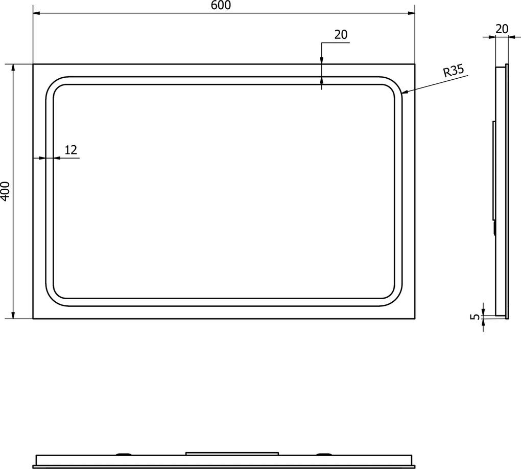 Sapho Sapho, GEMINI LED podsvícené zrcadlo 400x600mm, GM040