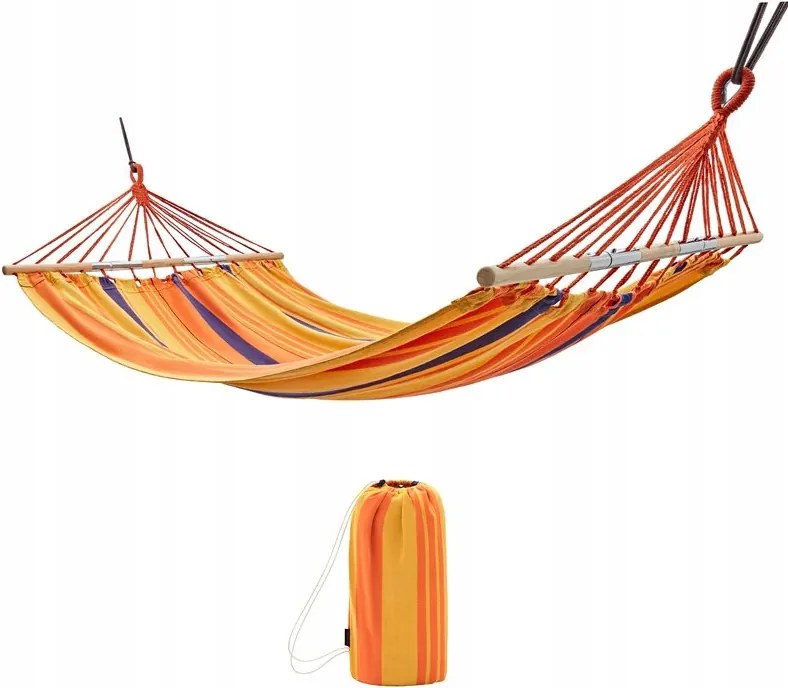 King Camp Houpací síť se skládací výztuhou KG2002 Belle 200 x 140 cm oranžo