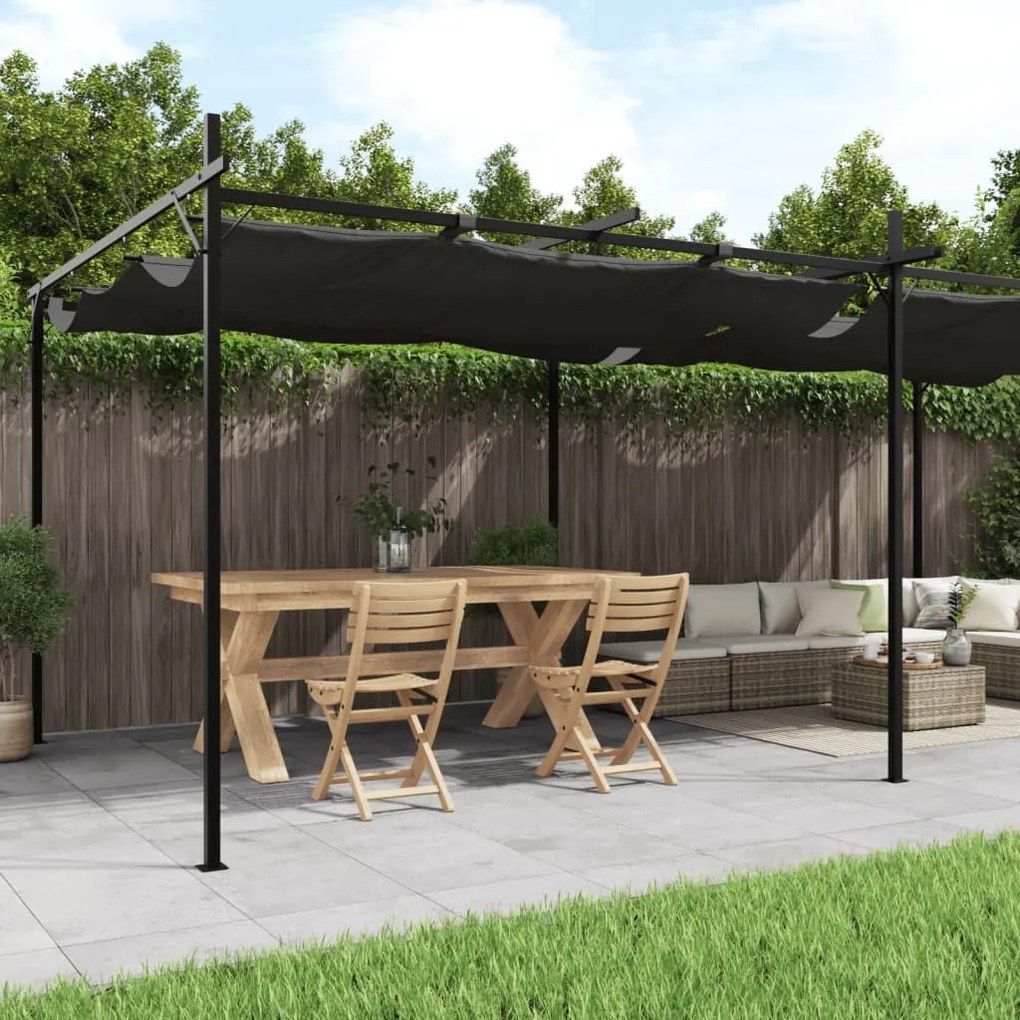 vidaXL Pergola se zatahovací střechou 589 x 292 x 230 cm [360120] Barva: antracitová