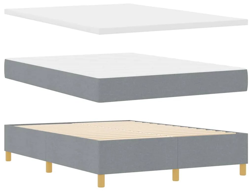 Postel s boxspringem s čelo Světle šedá 140 x 200 cm textil 3341896
