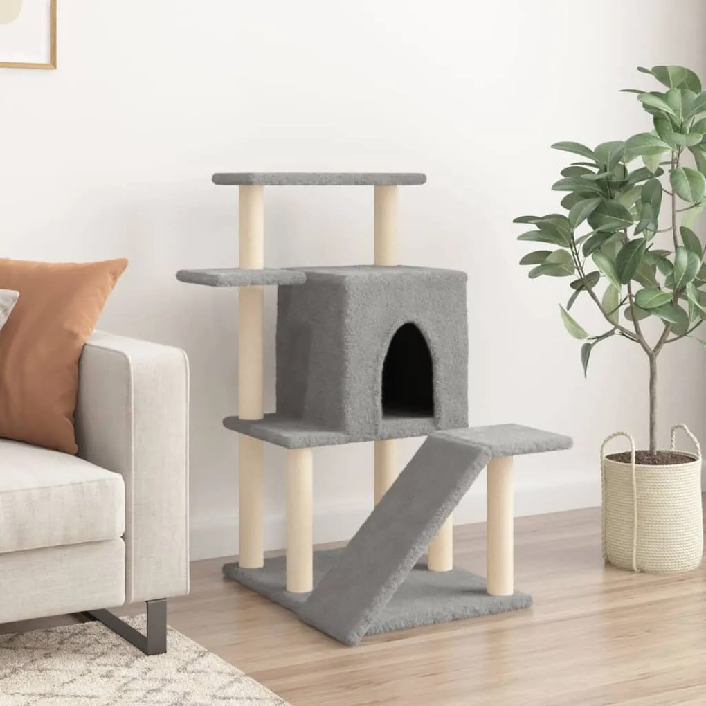 Škrabadlo pro kočky se sisalovými sloupky světle šedé 97 cm 172098