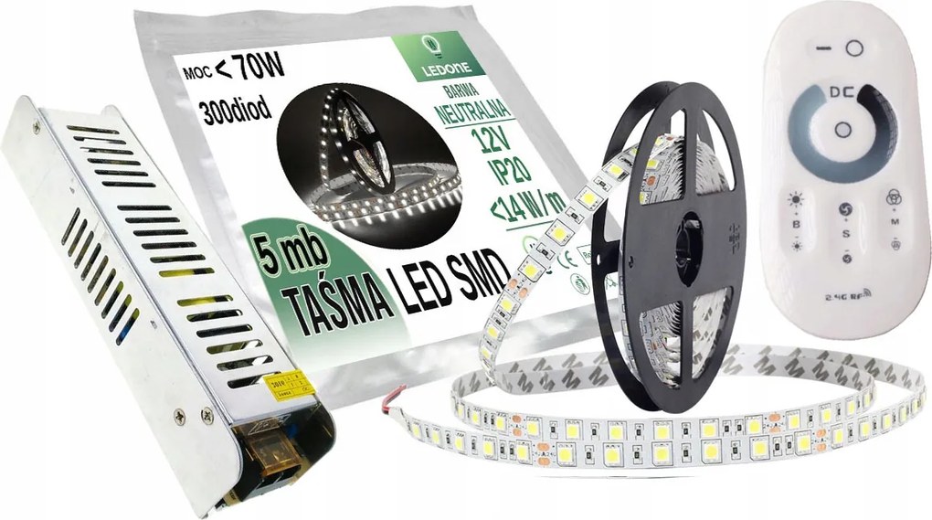 Set Led pásek 5050 IP20 5M Bílá Denní Dotyk