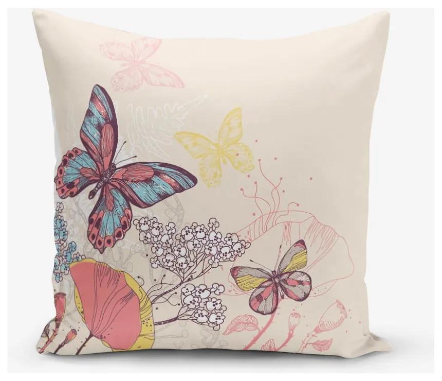 Povlak na polštář s příměsí bavlny Minimalist Cushion Covers Butterflies, 45 x 45 cm