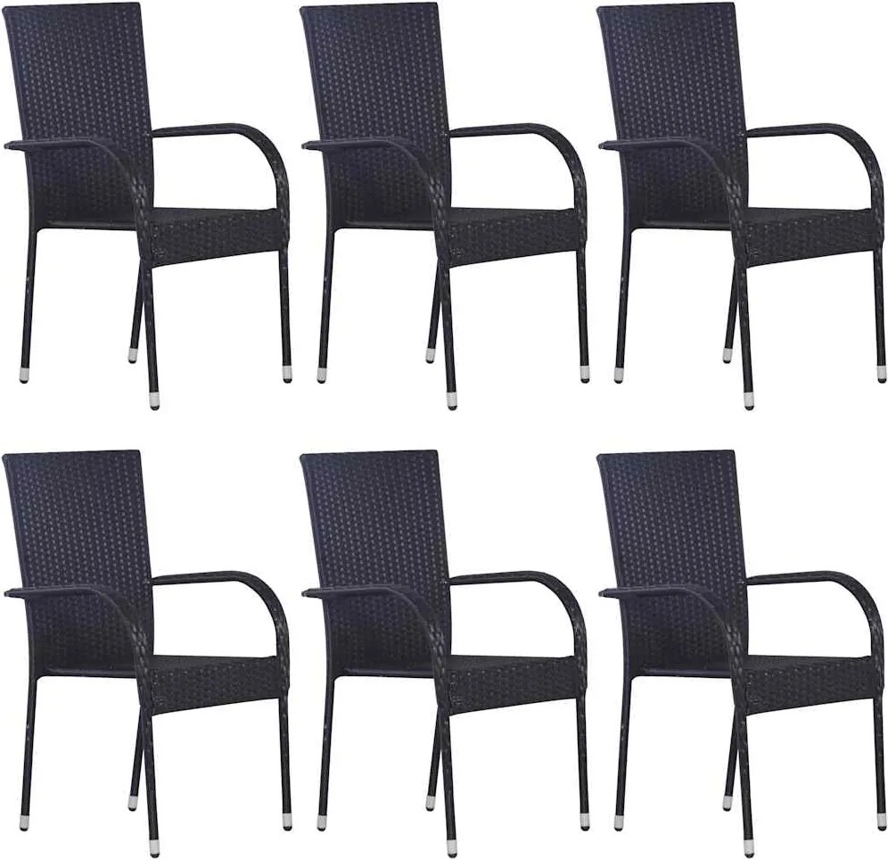 7dílný zahradní jídelní set černý polyratan 3156669
