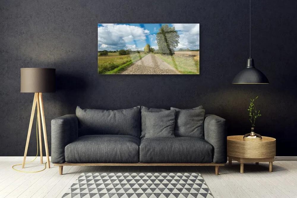 Obraz na skle Vesnice Cesta Dlažba Krajina 125x50 cm