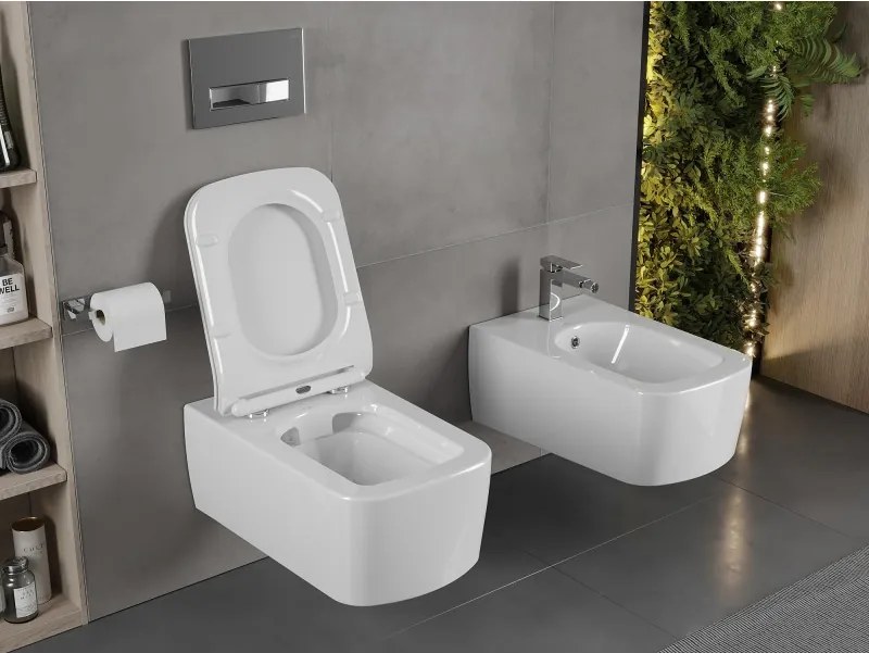Mexen York WC mísa Rimless se slim sedátkem, duroplast, bílý lesk - 30114000