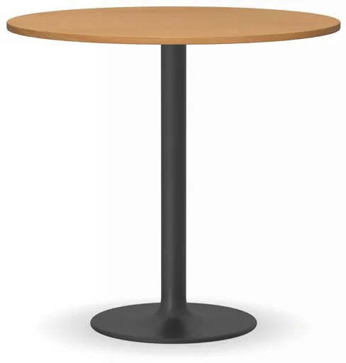 Konferenční stolek FILIP II, průměr 800 mm, černá podnož, deska ořech