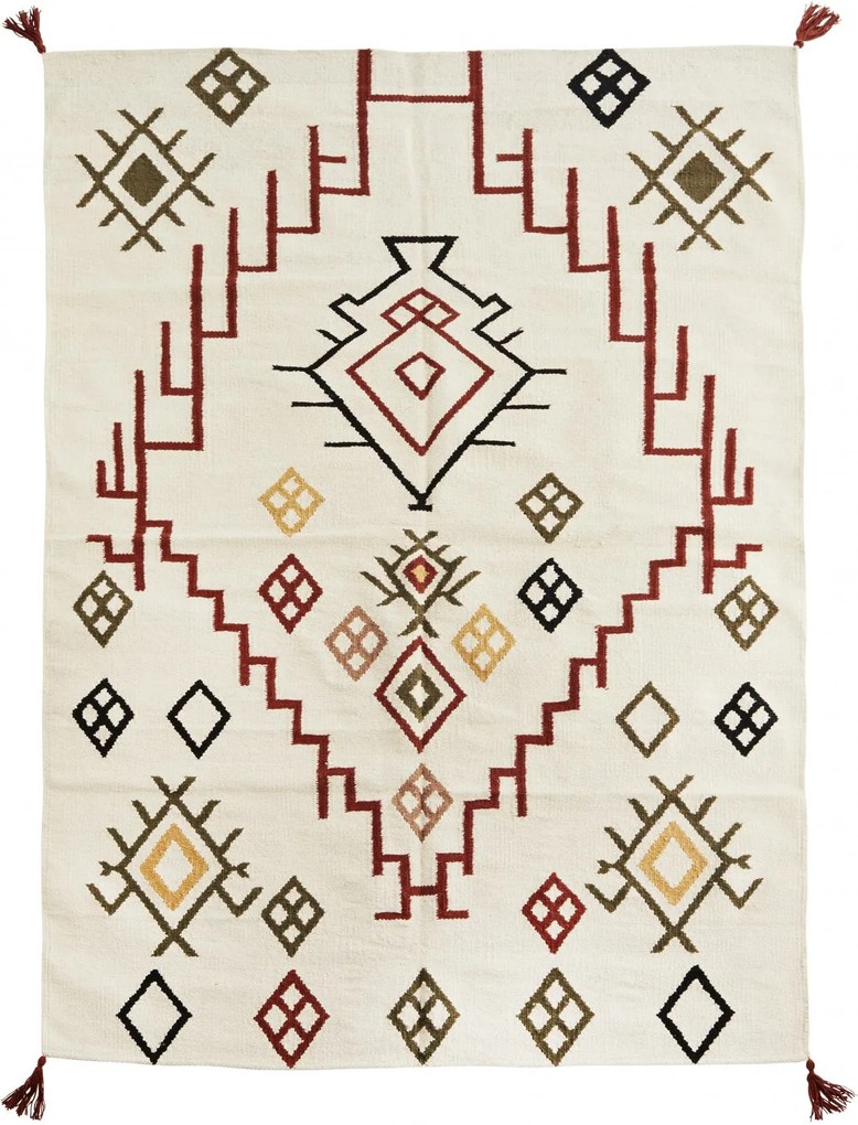 MADAM STOLTZ Bavlněný koberec Off White Cotton, bílá barva, multi barva, textil