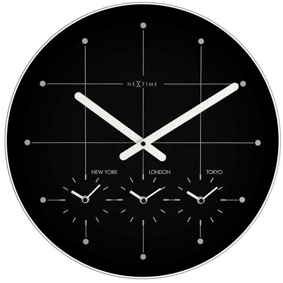 Designové nástěnné hodiny 214zw Nextime Big City black 43cm