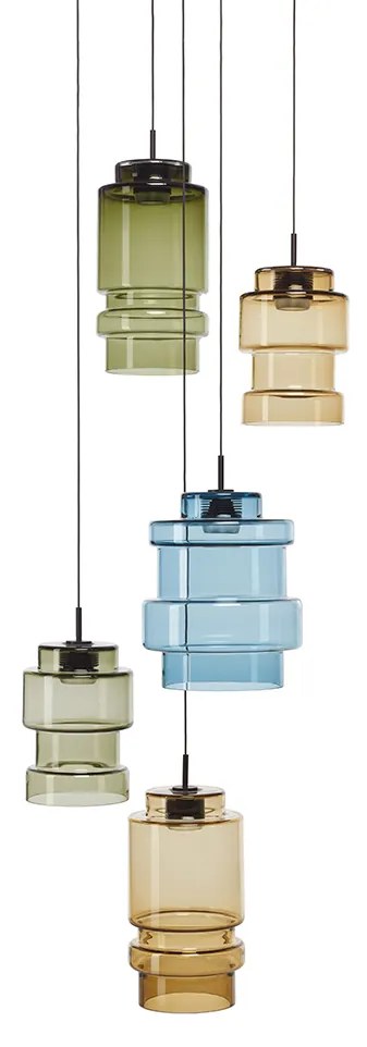 Designový svěšený lustr z ručně foukaného skla Axle Chandelier 5 Světelný zdroj: E14