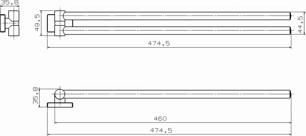 Aqualine Aqualine, APOLLO dvojitý držák ručníků, chrom, 1416-15