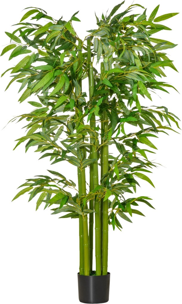 HOMCOM Umělá Bambu 160 cm Velká Umělá Rostlina, Umělý Bambus, Plastové Umělé Rostliny v Květináči, Napodobenina Rostliny pro Obývací Pokoj, Ložnici, K