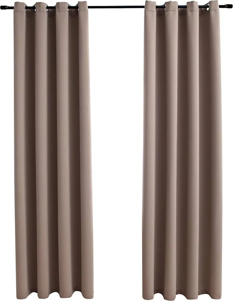 Zatemňovací závěsy s kovovými kroužky 2 ks taupe 140 x 225 cm 134435