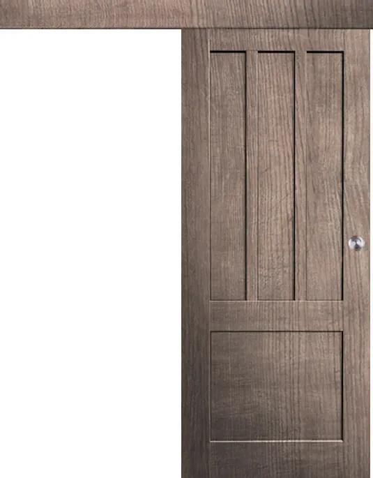 posuvné interiérové dveře na stěnu vasco doors LISBONA model 2 Průchozí rozměr: 70 x 197 cm, Orientace dveří: Levé dveře, Dekor: Dub kartáčovaný