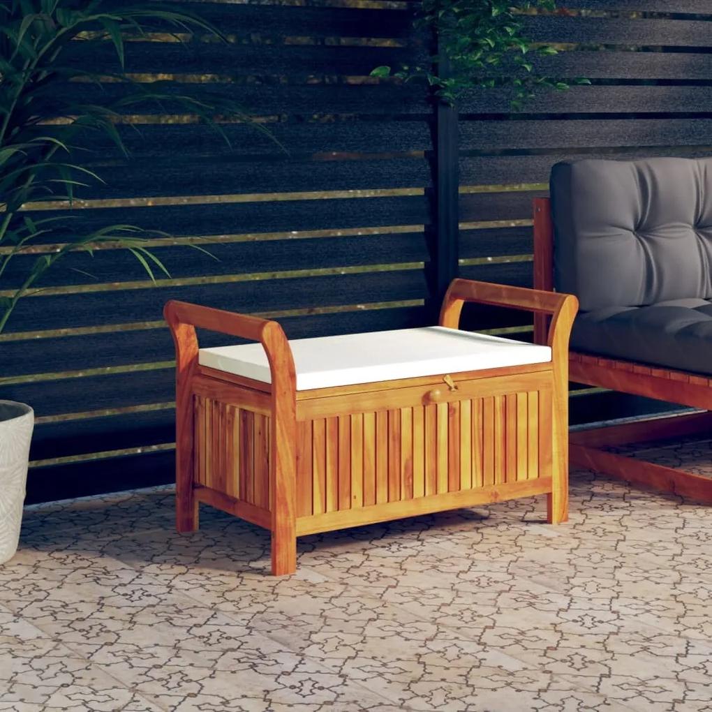 vidaXL Zahradní úložná lavice s poduškou 91 cm masivní akáciové dřevo [319716] Barva: Bílá
