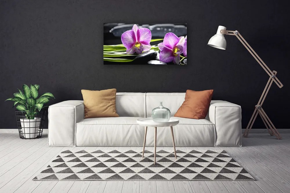 Obraz na plátně Orchidej Kameny Zen Lázně 125x50 cm