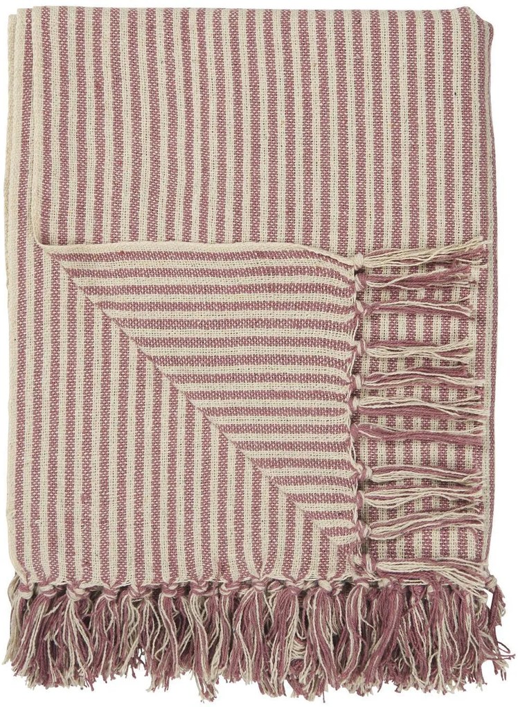IB LAURSEN Bavlněný přehoz Malva Wide Stripes, růžová barva, textil