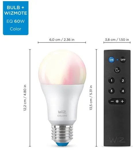 SADA 2x LED RGBW Stmívatelná žárovka A60 E27/8,5W/230V 2200-6500K Wi-Fi+DO - WiZ
