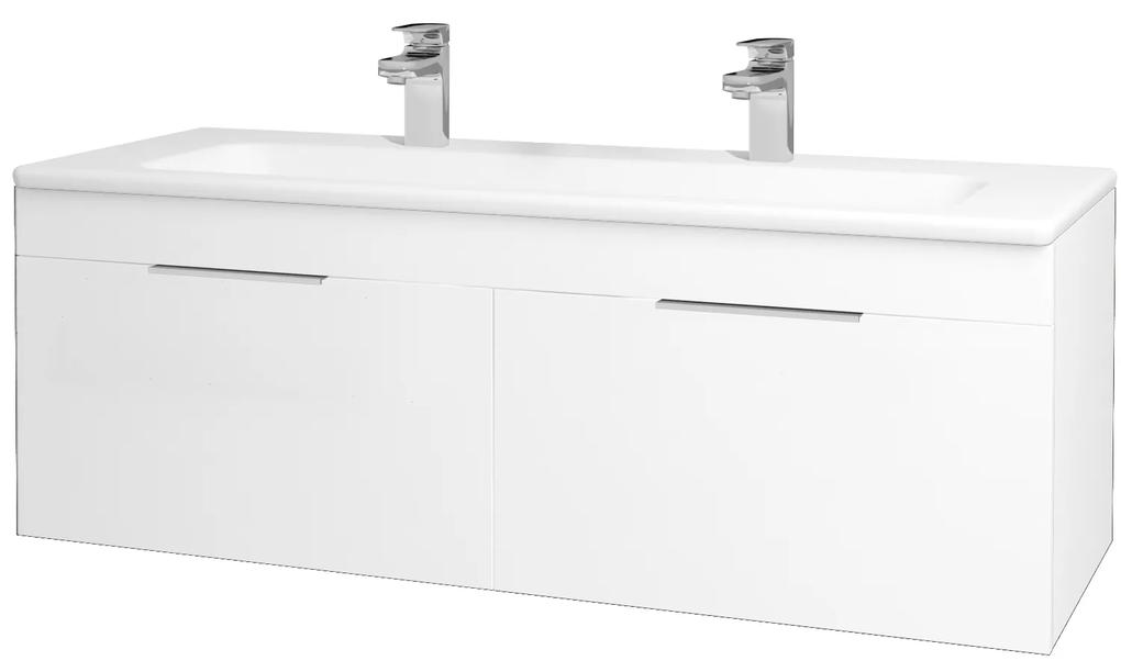 Dřevojas Koupelnová skříň ASTON SZZ2 120 Varianta: N01 Bílá lesk / Úchytka T02 / D04 Dub
