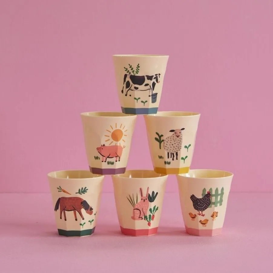 rice Melaminový kalíšek Farm Print 250 ml - set 6 ks, multi barva, melamin