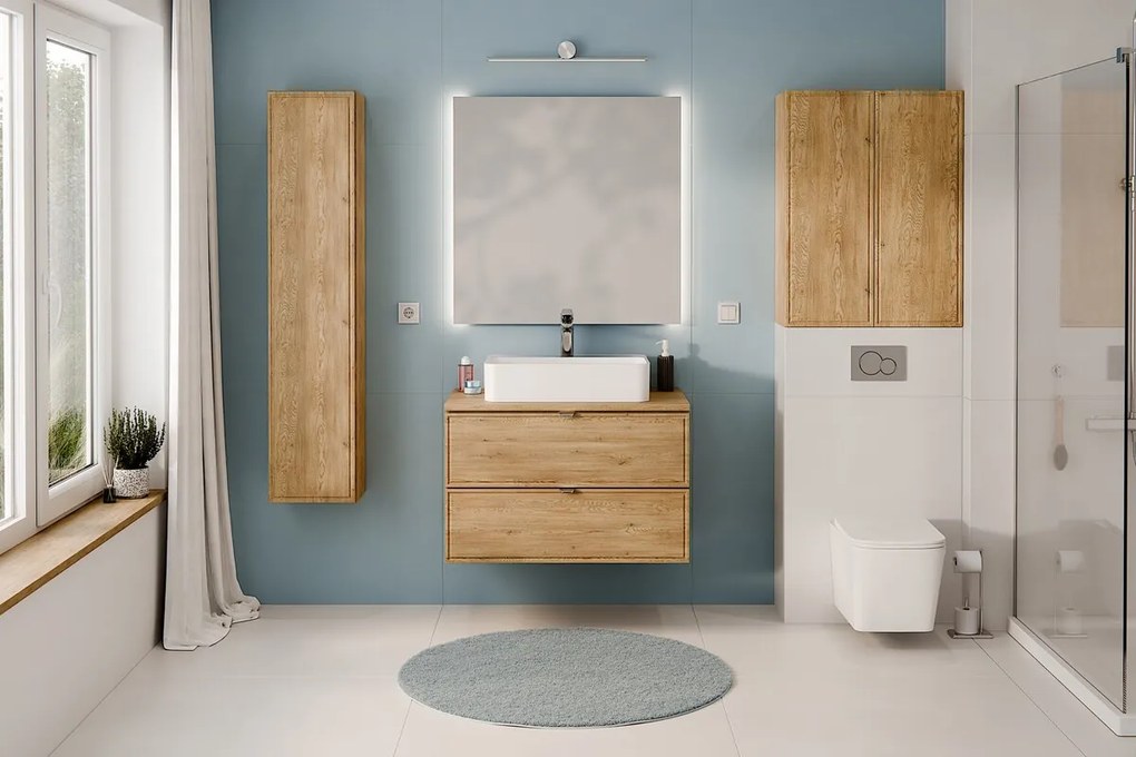 Koupelnová sestava Terra s deskou a skříňkami 80 cm dub cremona