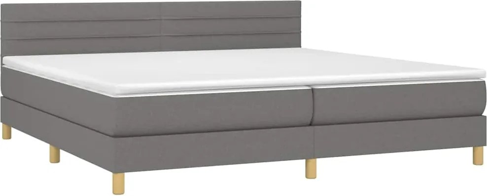 Box spring postel s matrací a LED tmavě šedá 200x200 cm textil 3133822