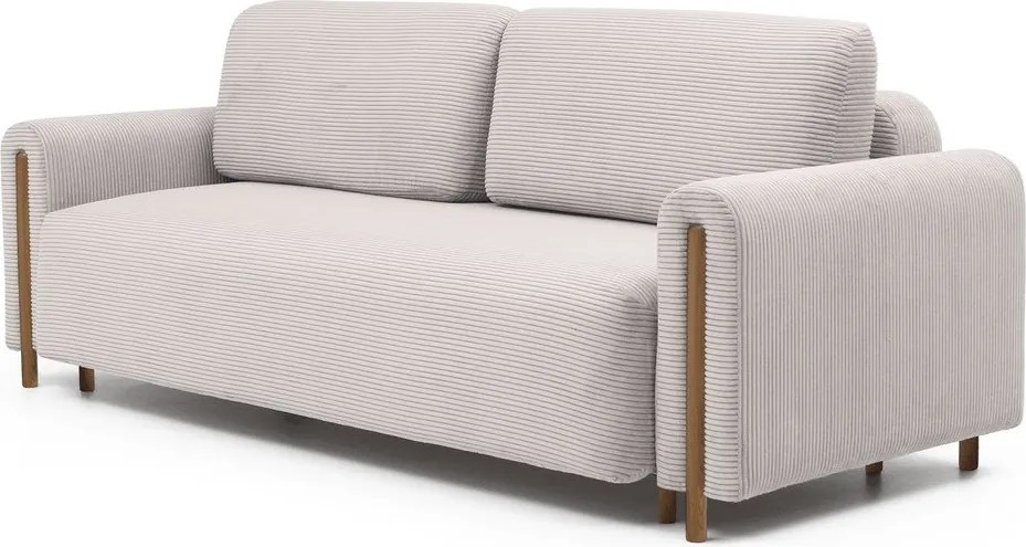 Béžová manšestrová rozkládací/s úložným prostorem pohovka 244 cm Arcadova – ELTAP