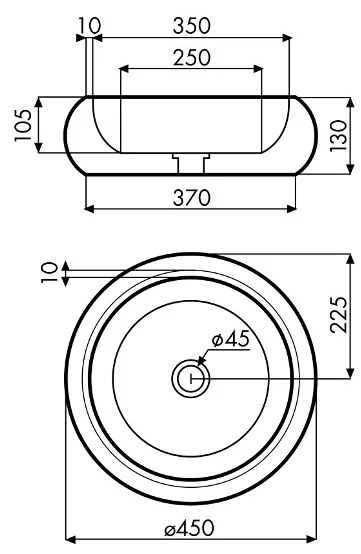 ARTTEC MISO B Umyvadlo 450 x 130 mm PAN01169