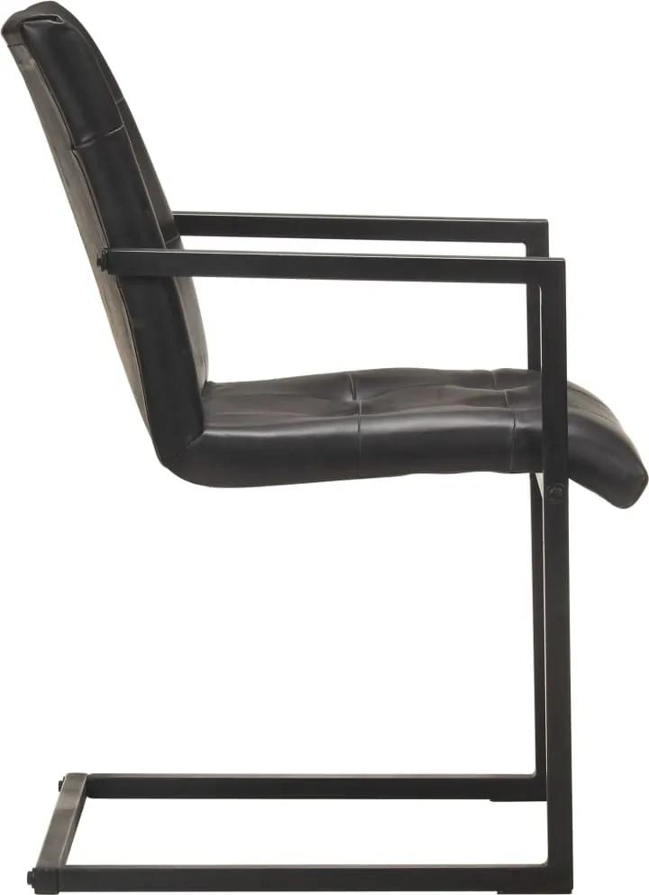 vidaXL Konzolové jídelní židle 4 ks s ošoupáním pravá kůže [3059815] Barva: Černá