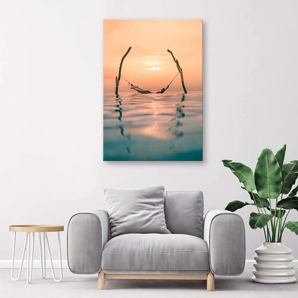 Obraz na plátně houpací síť výhled na moře slunce - 40x60 cm
