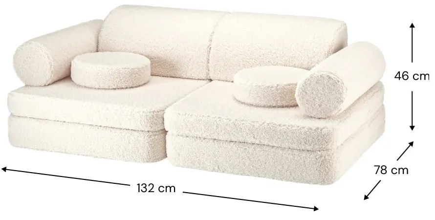 Krémová dětská pohovka z textilie bouclé 132 cm Settee – Wigiwama
