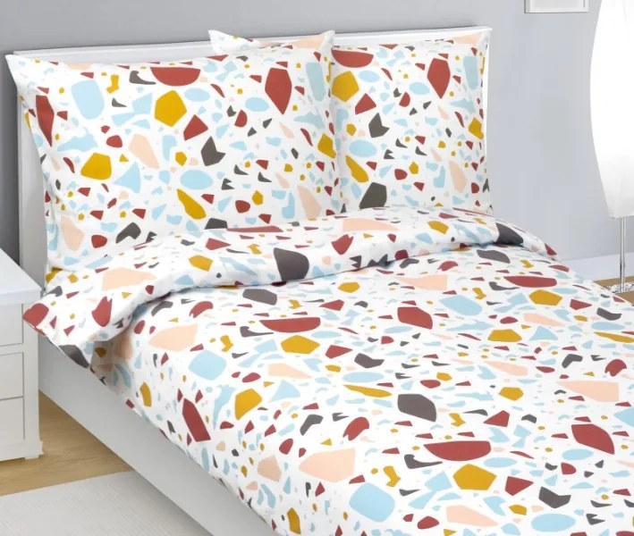 Bellatex Povlečení flanelové Mozaika Modrá,Cihlová,Bílá rozměr 140x200, 70x90 cm